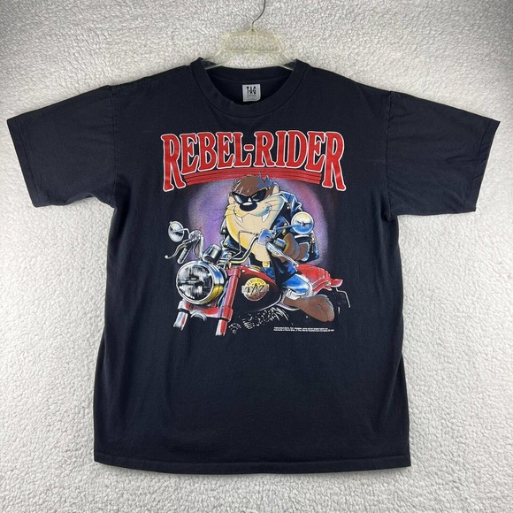 T-A-G | Shirts | Vintage Rebel Rider Taz 992 Black Tshirt Single Stitch ...